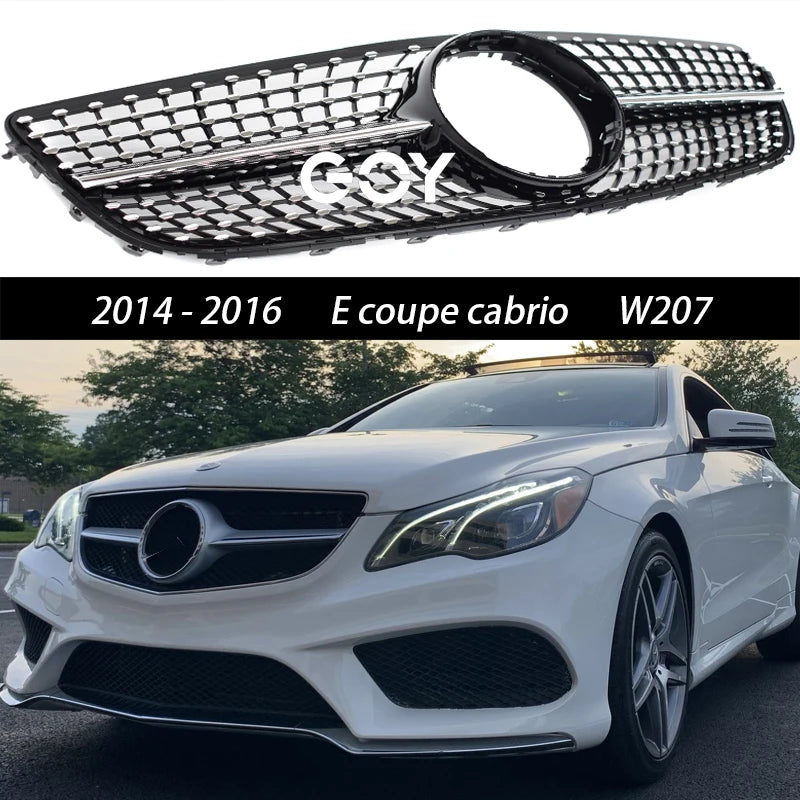 Diamonds Grille Black Silver Fit for Mercedes-Benz Facelifted W207 E Class 2-Door 2014 - 2016 ...